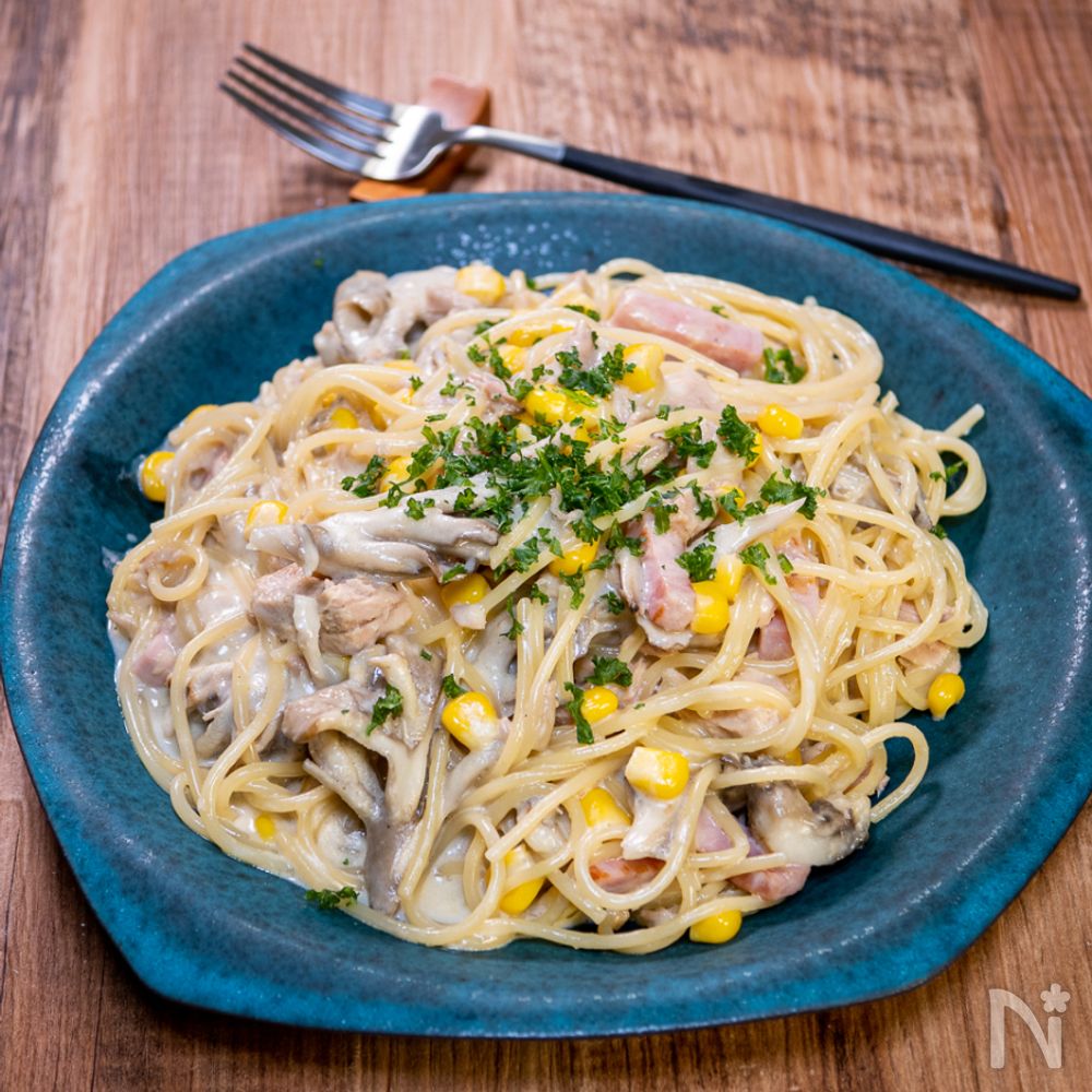 ツナとコーンのクリームパスタ | レシピサイトNadia