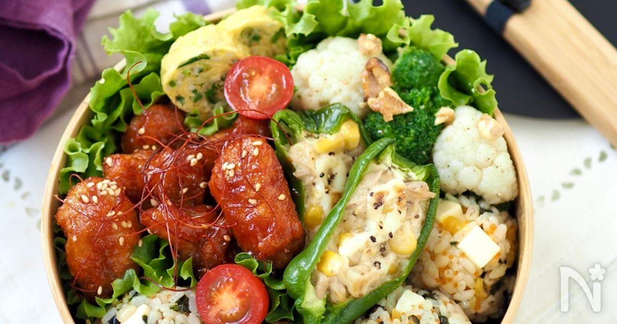 ヤンニョムチキンとチュモッパの低糖質弁当 | レシピサイトNadia