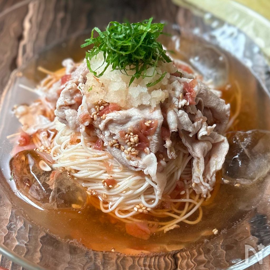 【さっぱり梅おろしの豚しゃぶそうめん】 | レシピサイトNadia