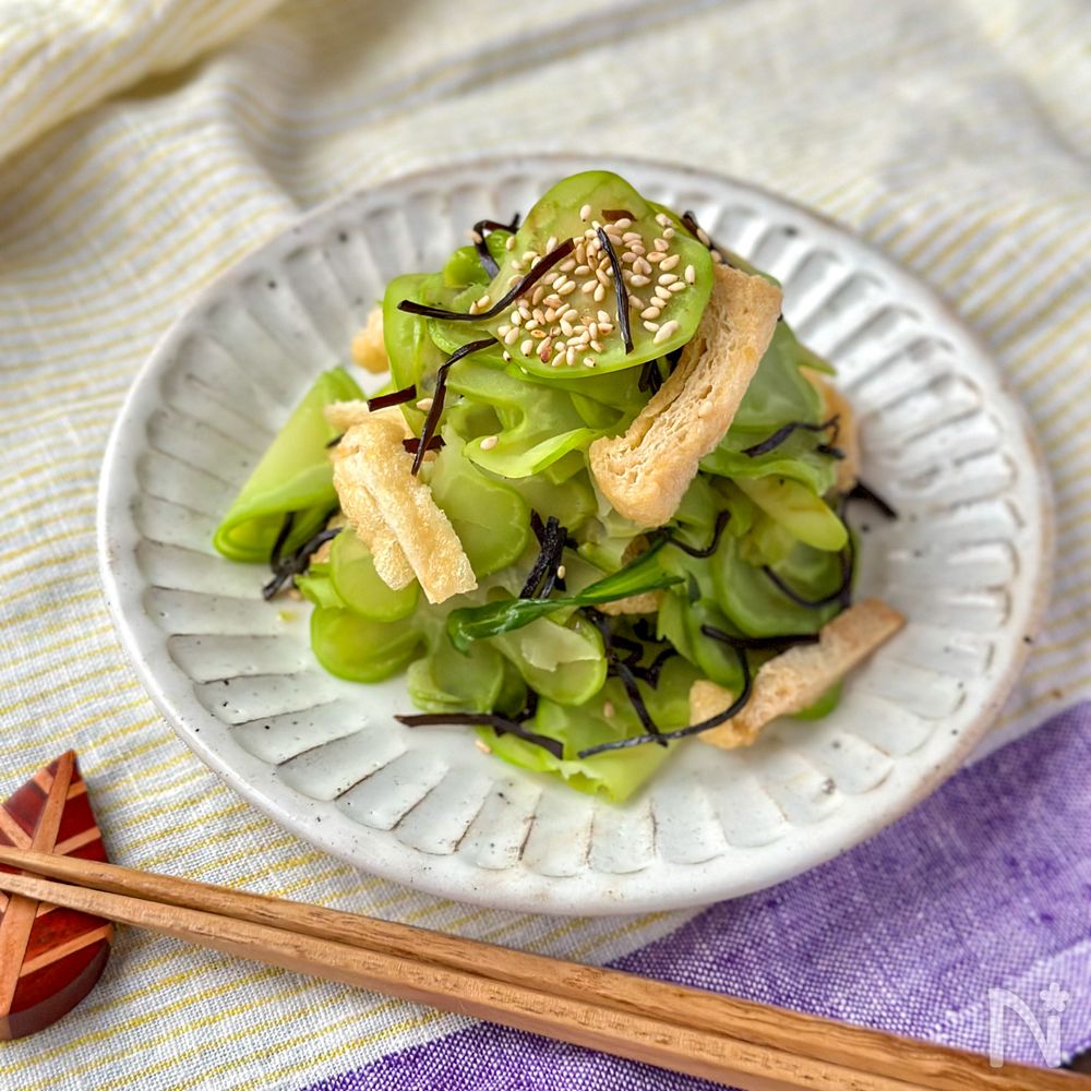 【ブロッコリーの茎と油揚げの塩昆布和え】節約/SDGs | レシピサイトNadia