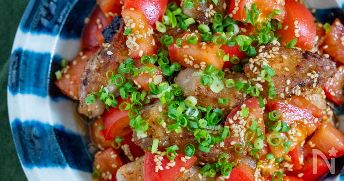 【片手で握るだけ】食欲復活！握り豚こまのさっぱりトマトだれ | レシピサイトNadia