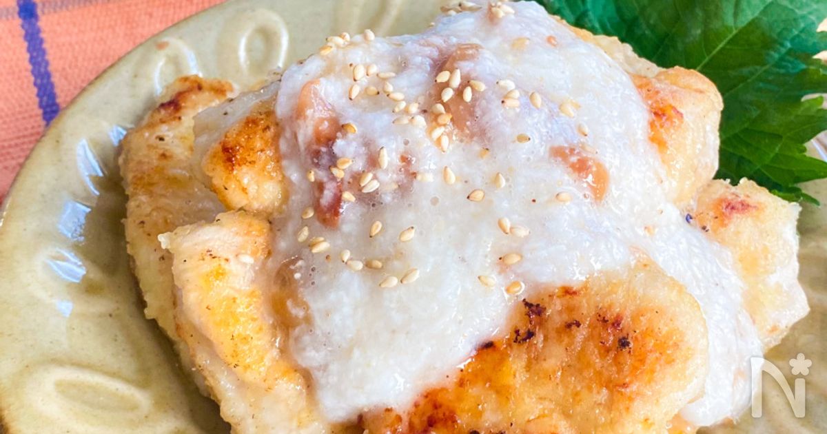 しっとりプリプリ食感♡さっぱり 鶏むね肉の梅とろろかけ | レシピサイトNadia